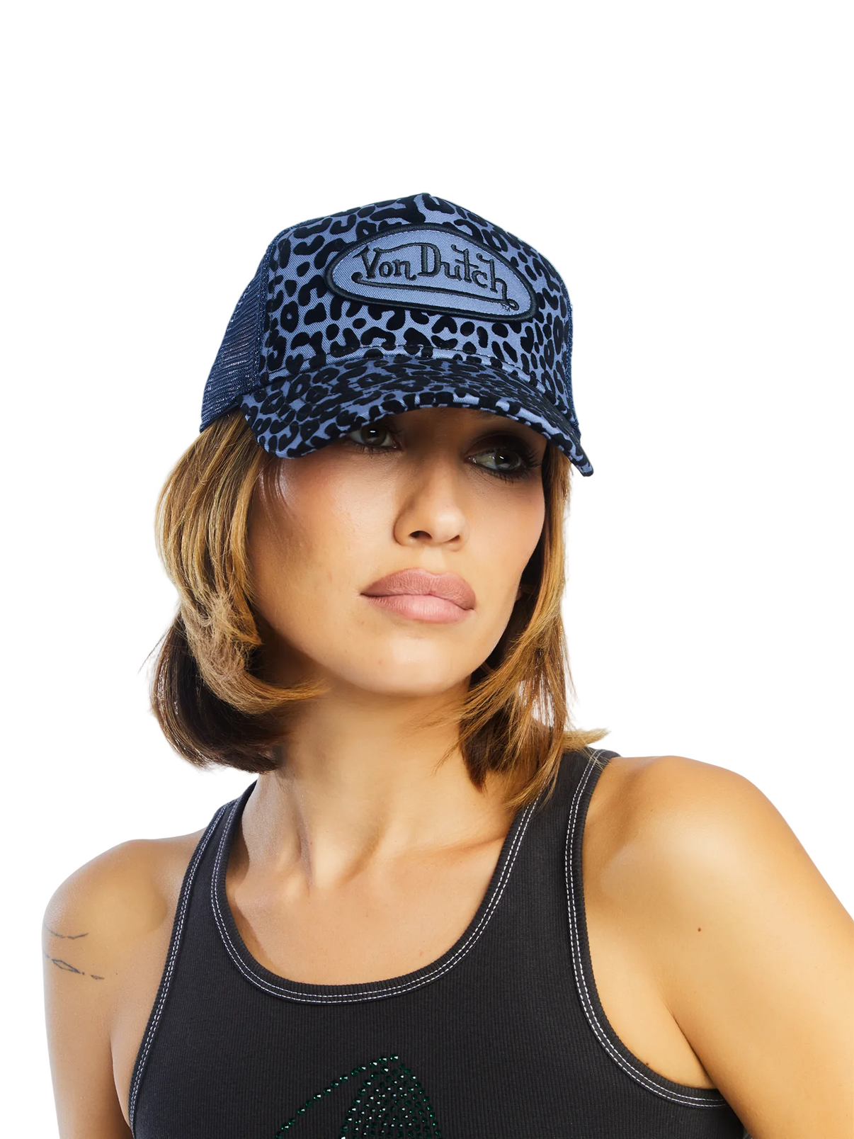 Blueberry Cheetah Velvet Trucker Hat | Von Dutch