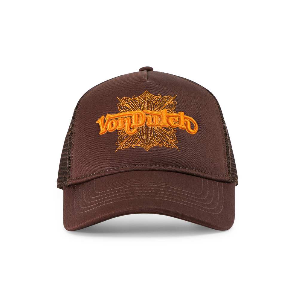 Foam Chopper Trucker Hat - Brown & Orange | Von Dutch