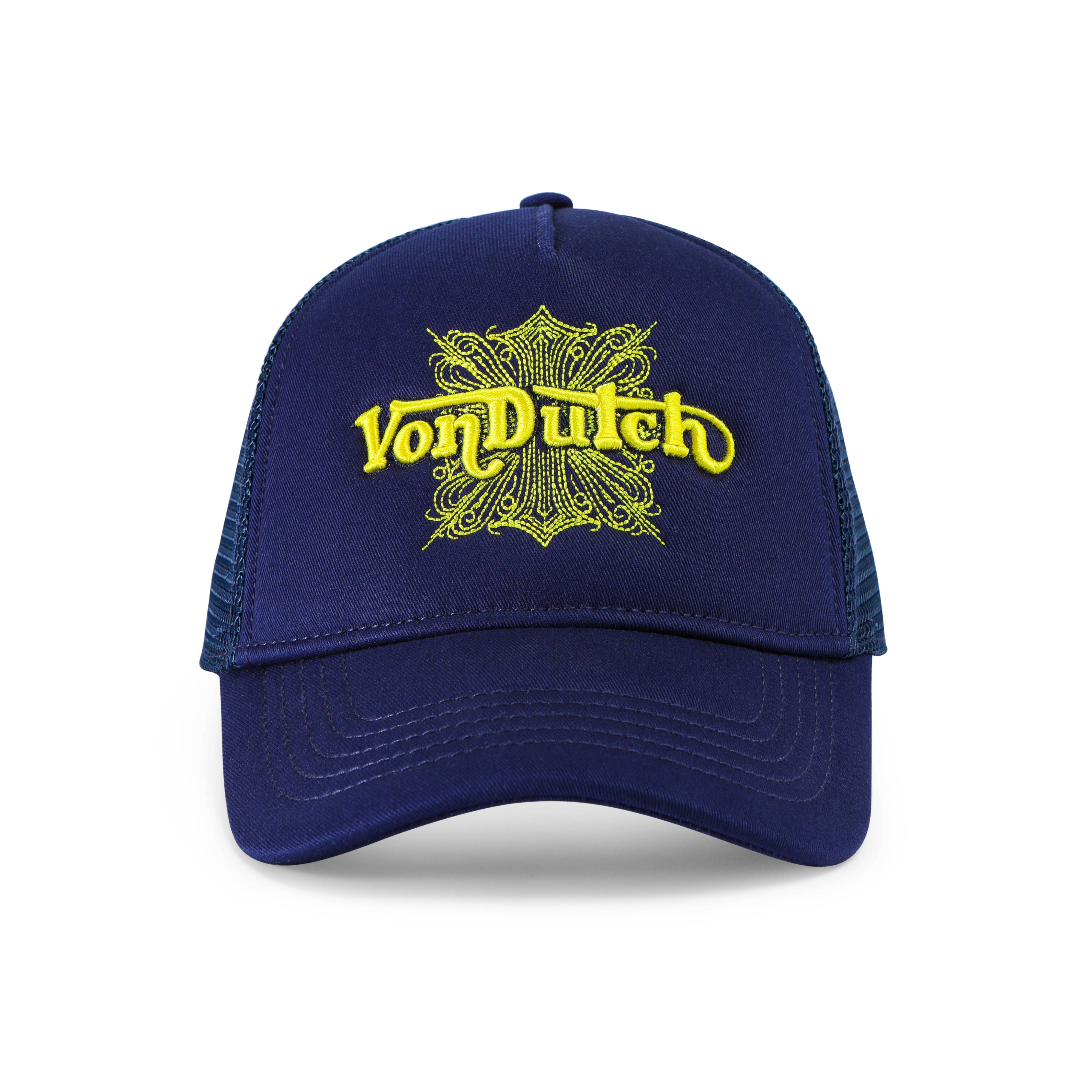 Foam Chopper Trucker Hat - Navy Blue & Yellow | Von Dutch